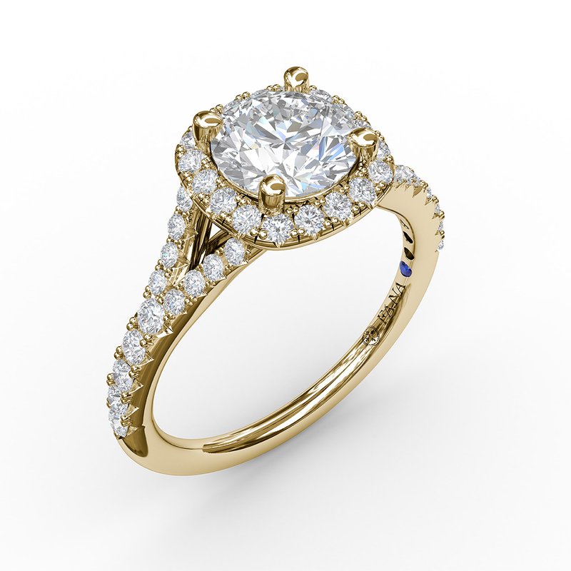 Classic Cushion Halo with Subtle Split Shank Engagement Ring Setting ...